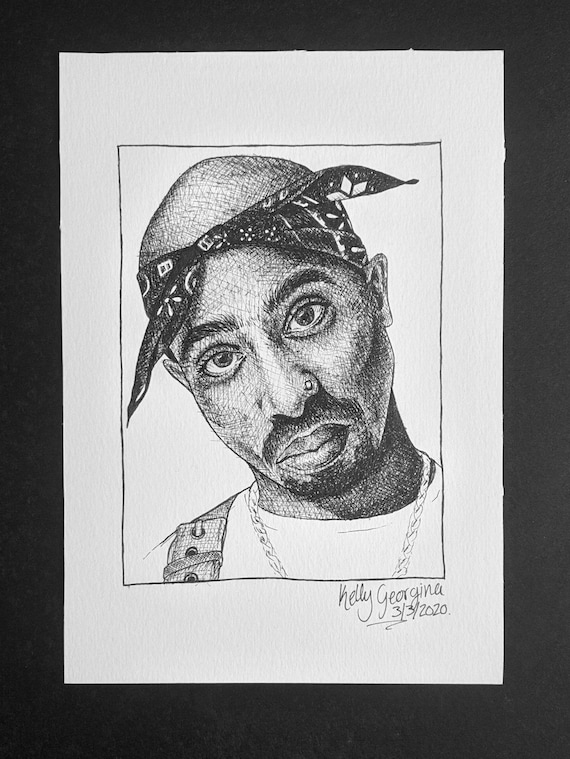 Tupac Shakur Black And White Drawing