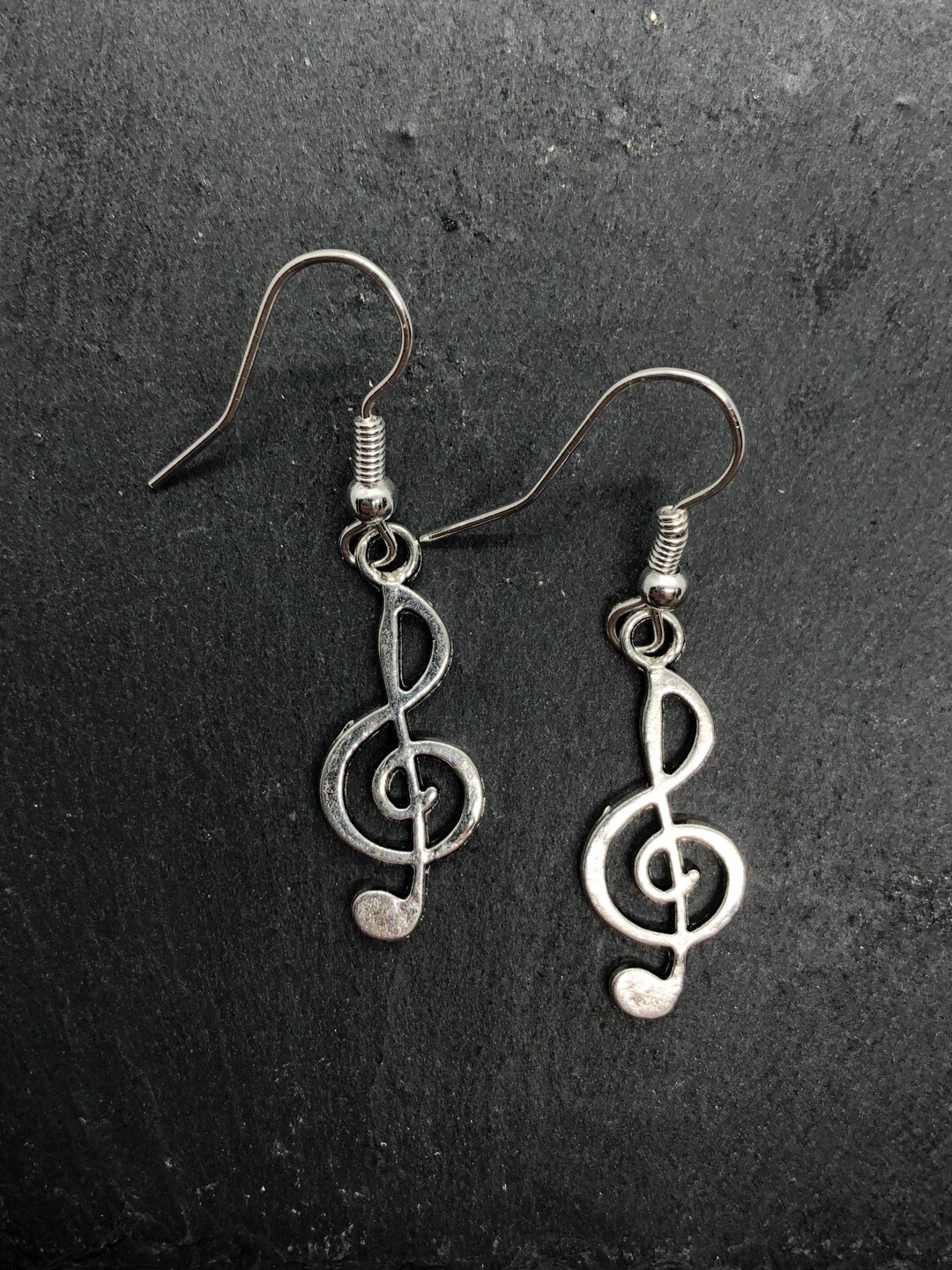 Musical Note Silver Plated Drop Earrings - Etsy