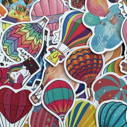 45 Pcs Hot Air Balloon Sticker Pack Rainbow Colorful Sticker - Etsy