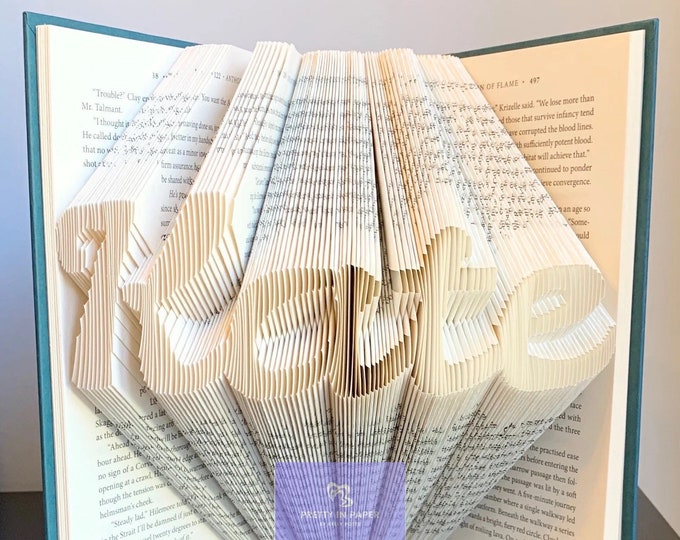 Book Folding Custom Personalized Folded Book BLOCK FONT Last Name - Etsy
