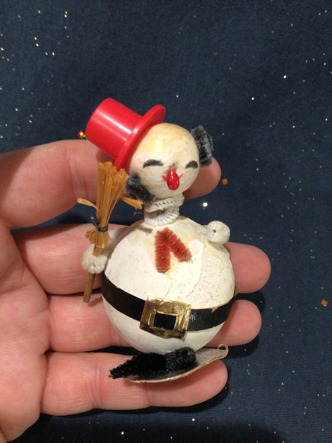 Vintage Pair of Mid-century Spun Cotton Bobble Head Snowman Christmas ...