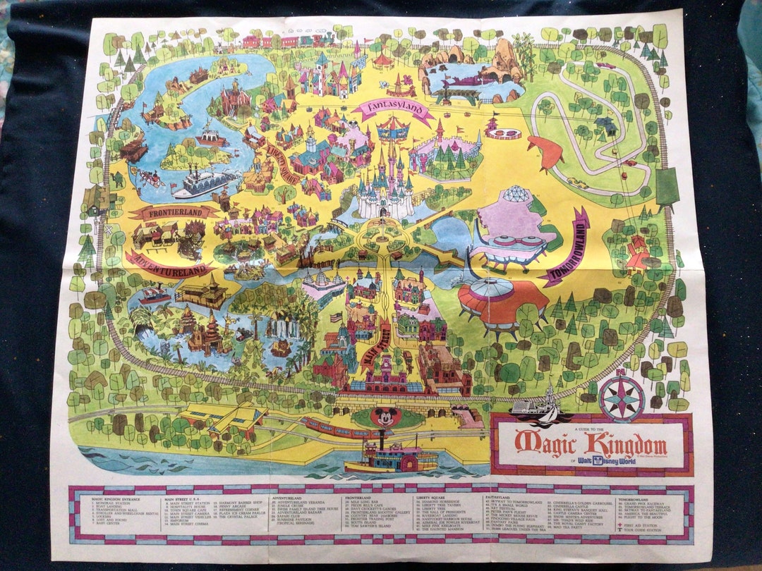 Vintage Walt Disney World Magic Kingdom Map, Vintage Ephemera - Etsy