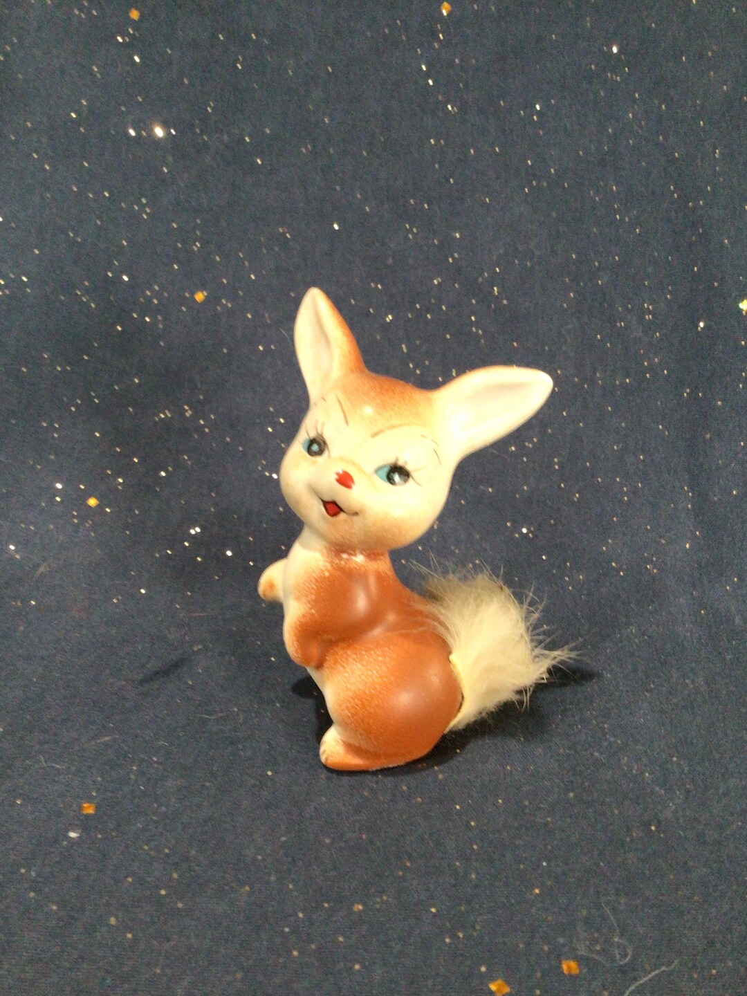 Adorable Vintage Enesco Randy Rabbit Bunny Figurine With Fur Tail 1950s ...