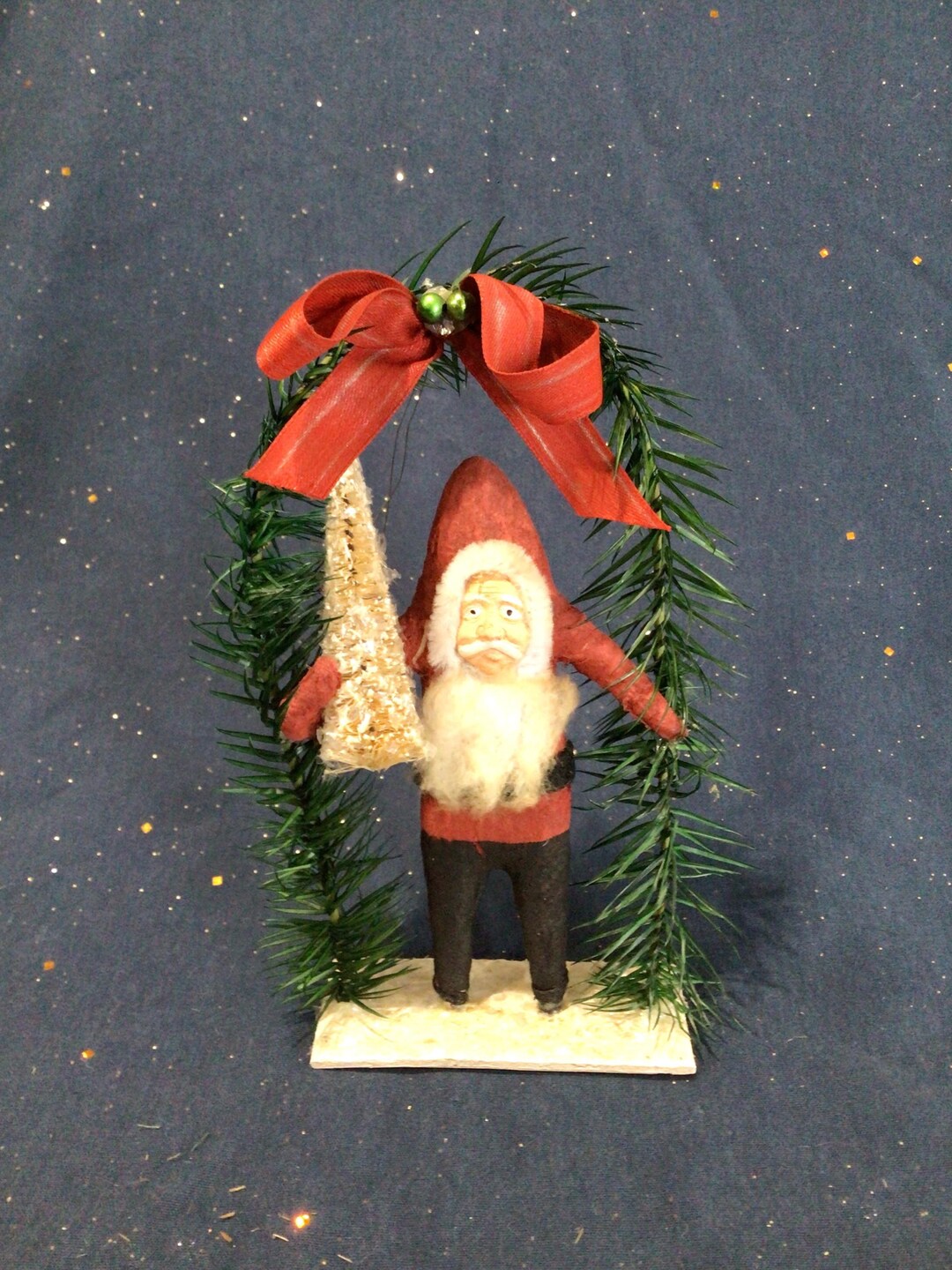 Vintage Bethany Lowe Primitive Clay Face Cotton Santa Christmas ...