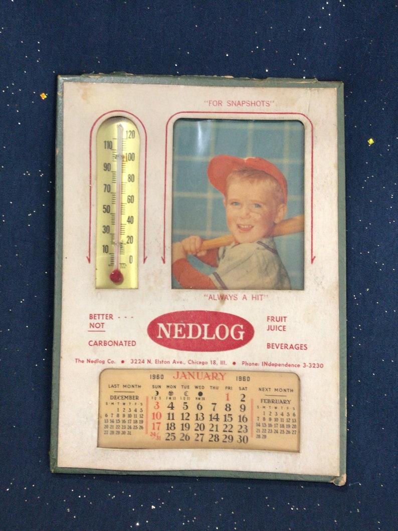 Vintage NEDLOG Beverages 1960s Calendar Frame and Thermostat - Etsy