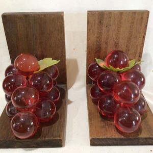 Vintage Watermelon Pink Lucite Grape Bookends - Etsy