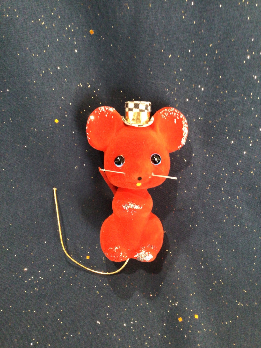 Vintage Flocked Bobble Head Mouse - Etsy