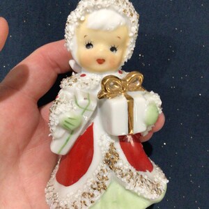 Adorable Vintage Lefton Christmas Shopper Girl Angel Bell, Vintage ...