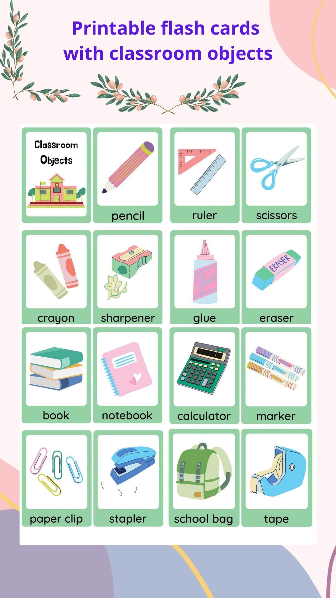 Classroom Objects Flashcards