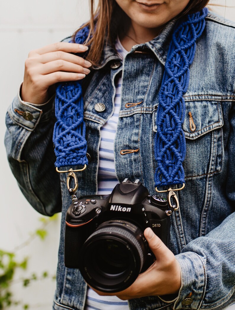MACRAME CAMERA STRAP / Cobalt Blue / Boho / Photography Strap for Creatives / Gift for ...