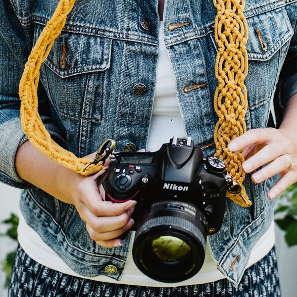 MACRAME CAMERA STRAP / Green / Boho / Photography Strap for Creatives ...
