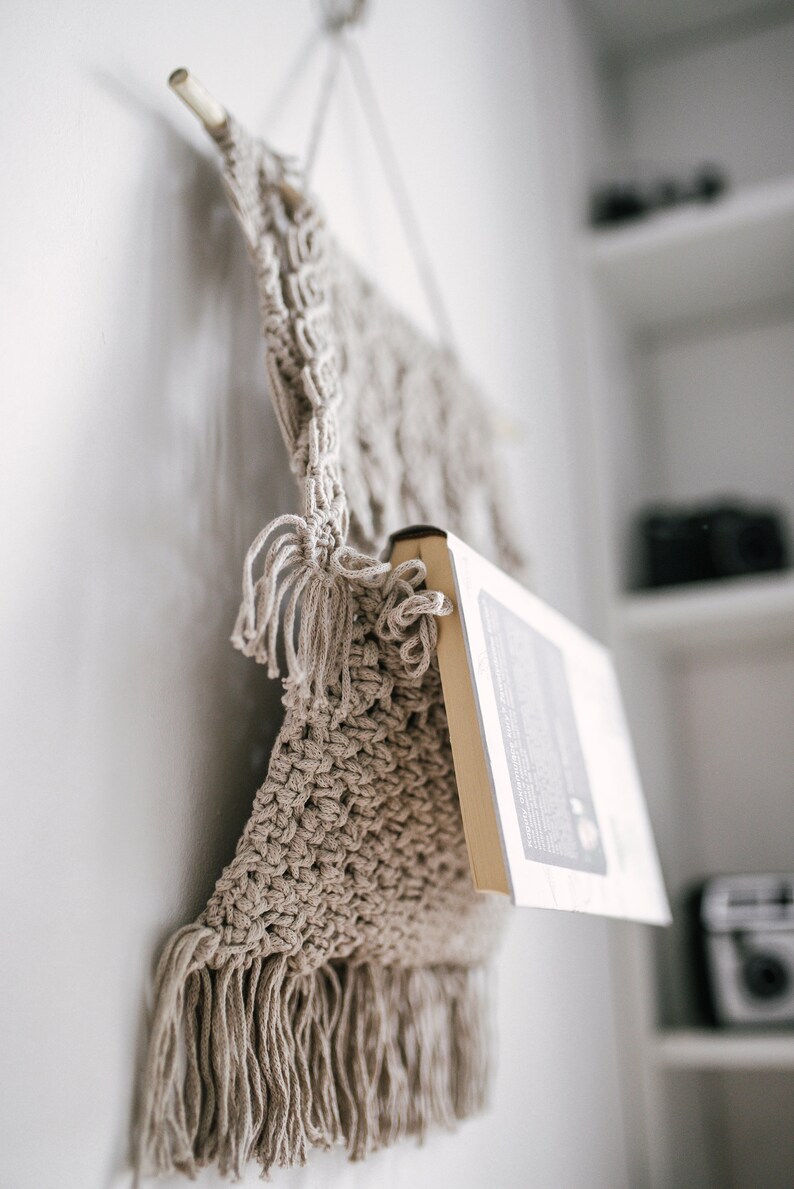 MACRAME BOOK HANGER Wall Pocket Wall Organizer Wall - Etsy