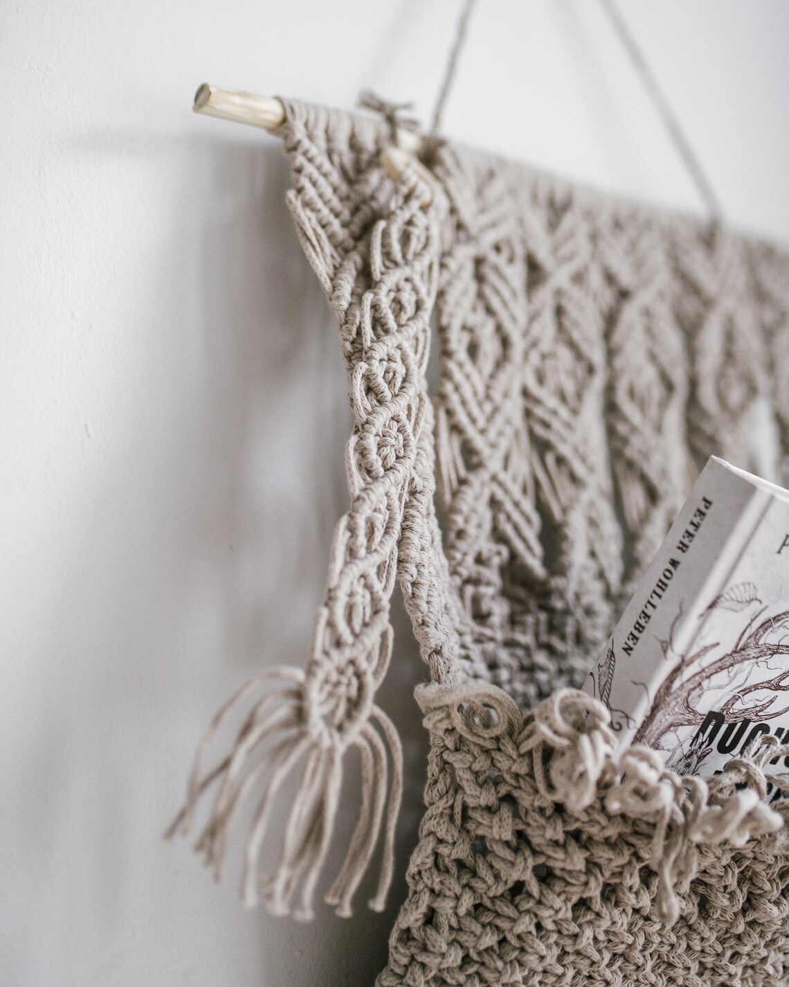 MACRAME BOOK HANGER Wall Pocket Wall Organizer Wall | Etsy