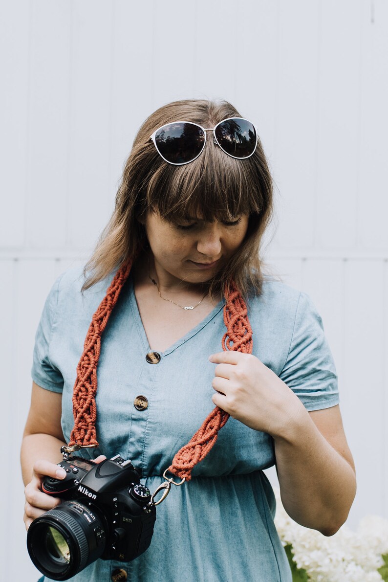 MACRAME CAMERA STRAP / Rust Orange, Copper / Boho Accessory ...