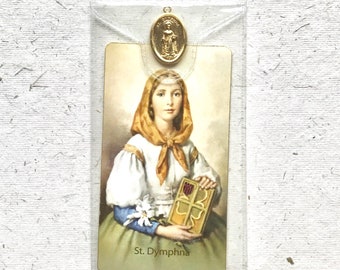 St Dymphna Patron of Mental Heath Prayer Card Laminated Saint Depression and Mental Health ...