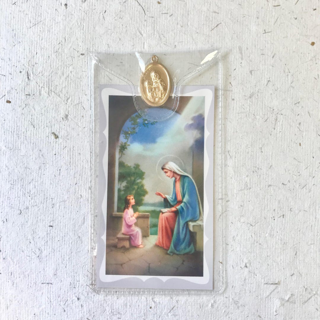 Saint Anne Prayer Card With Medal / Mother of Mary / Devotional ...