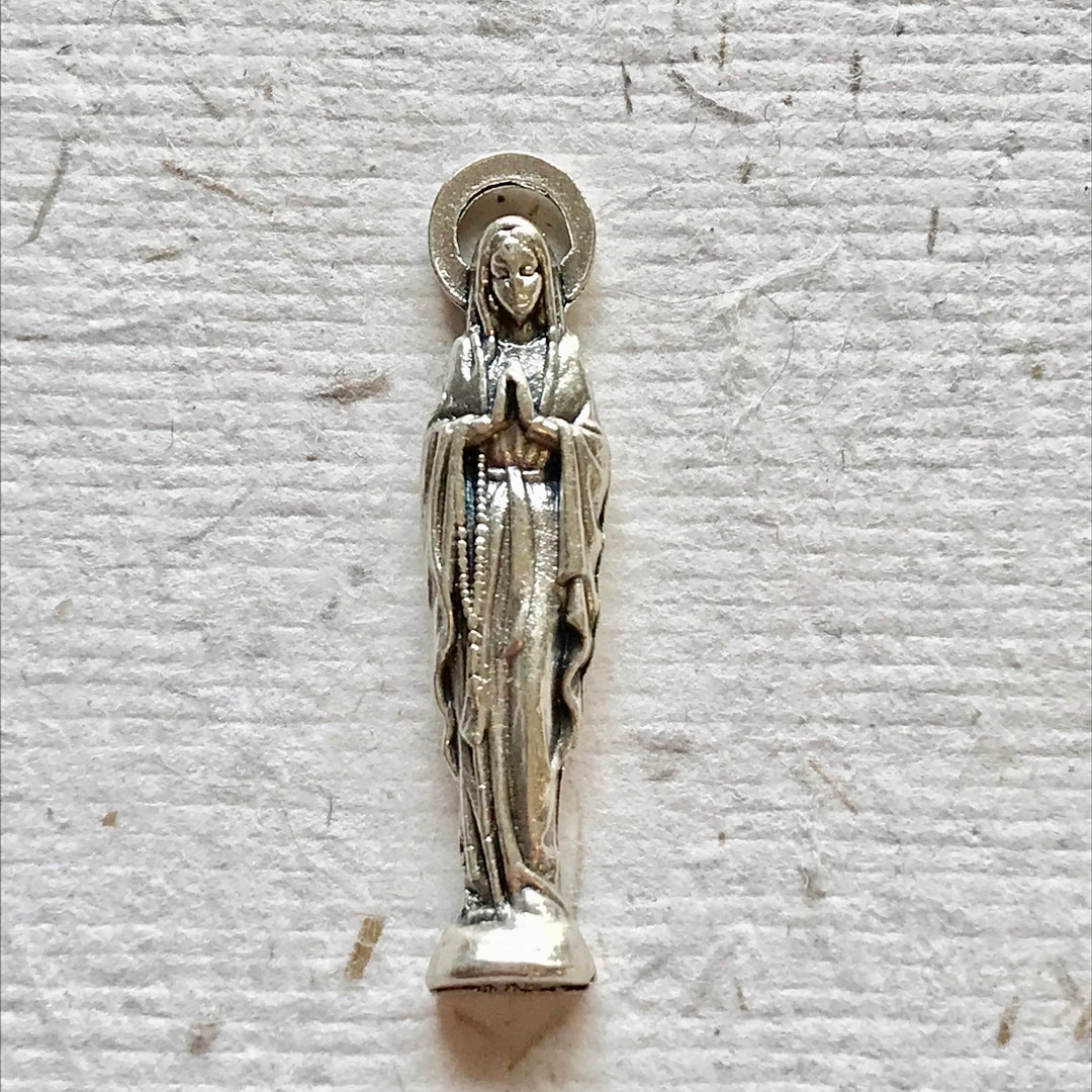 Our Lady of Lourdes Miniature Statuette / Very Small Figurine / Virgin ...