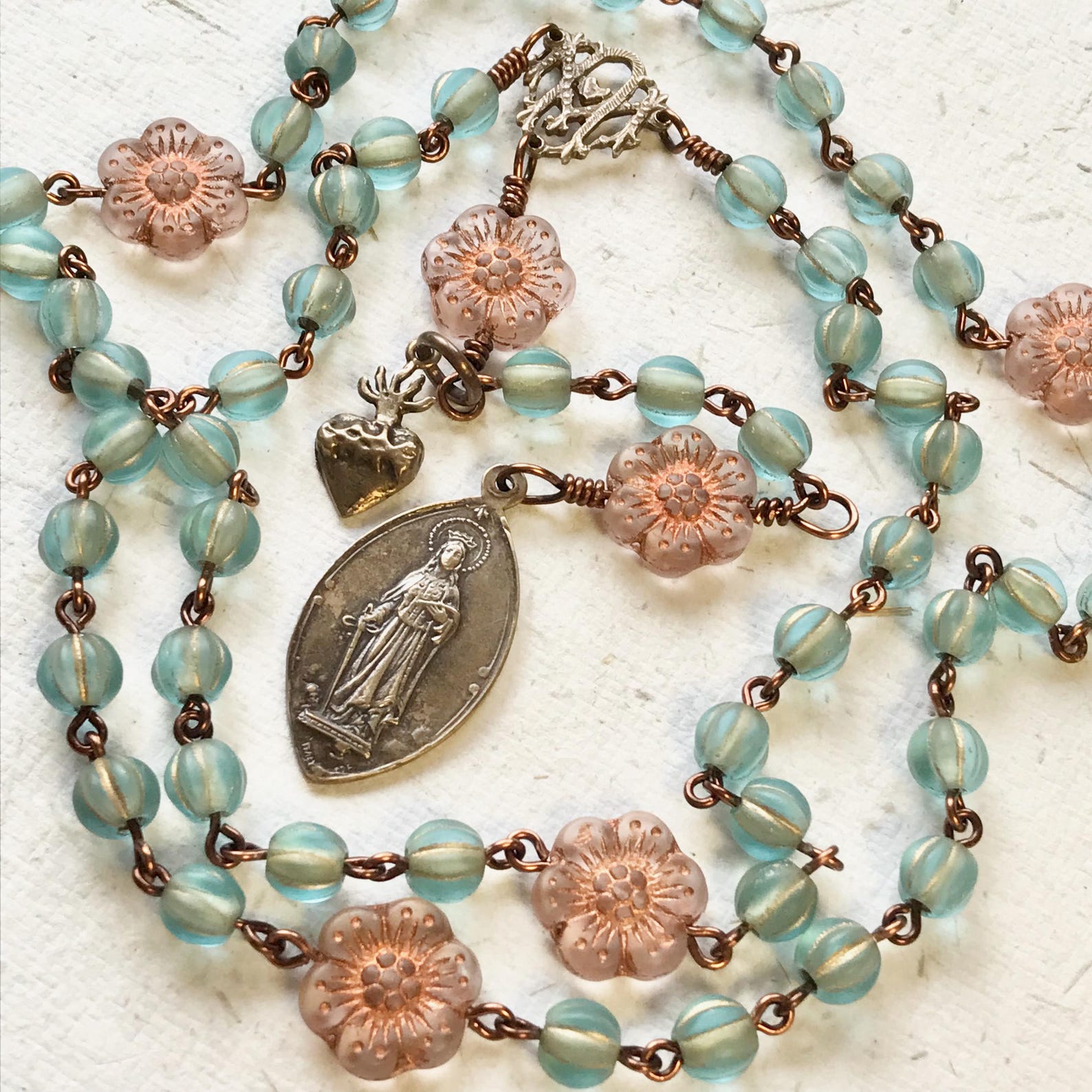 St Dymphna Heirloom Rosary / Saint Dymphna / Ave Maria / Hail Mary / Depression / Prayerful ...