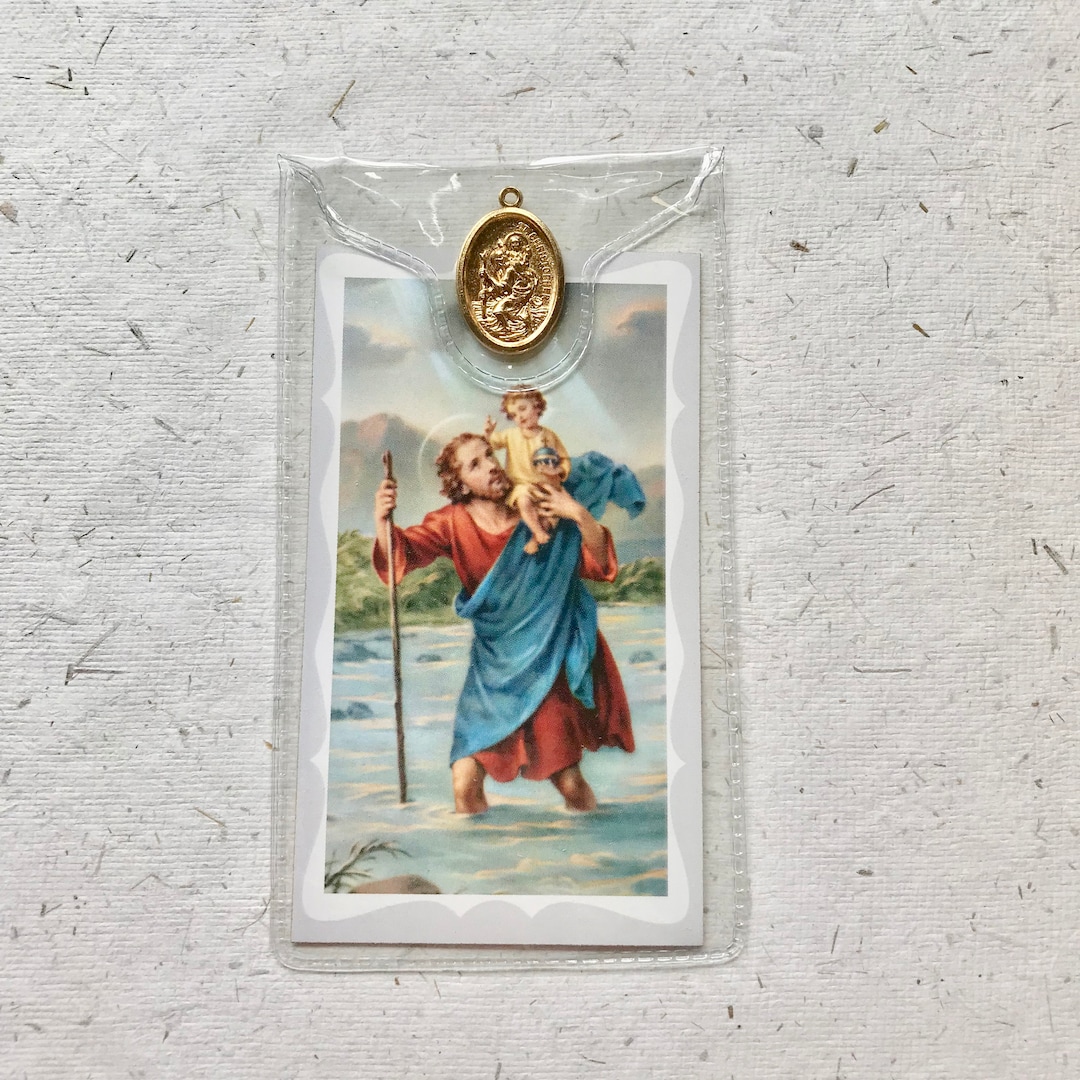 Saint Christopher Prayer Card With Medal / Motorist Prayer / Patron Saint / Travelling / Amulet ...