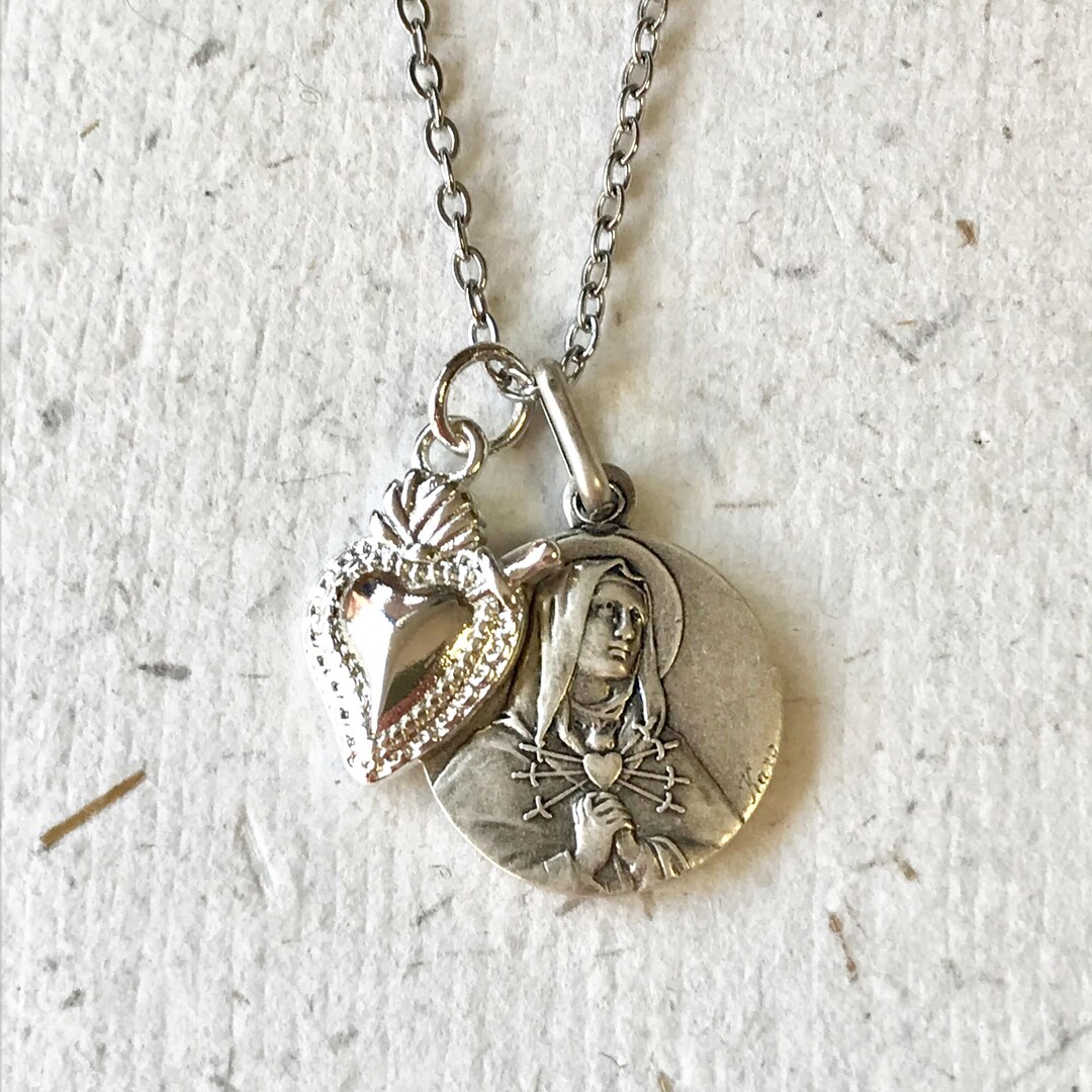 Our Lady of Sorrows and Immaculate Heart Necklace / Three Marys / Mary ...