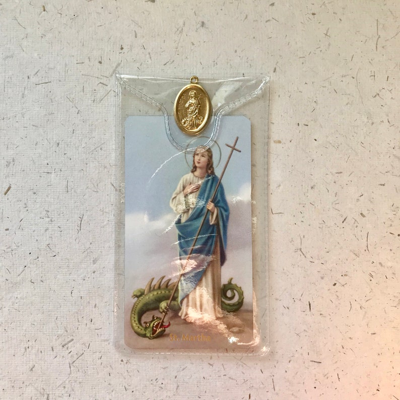 St Martha Prayer Card With Medal - Pocket Shrine - Holy Devotion ...