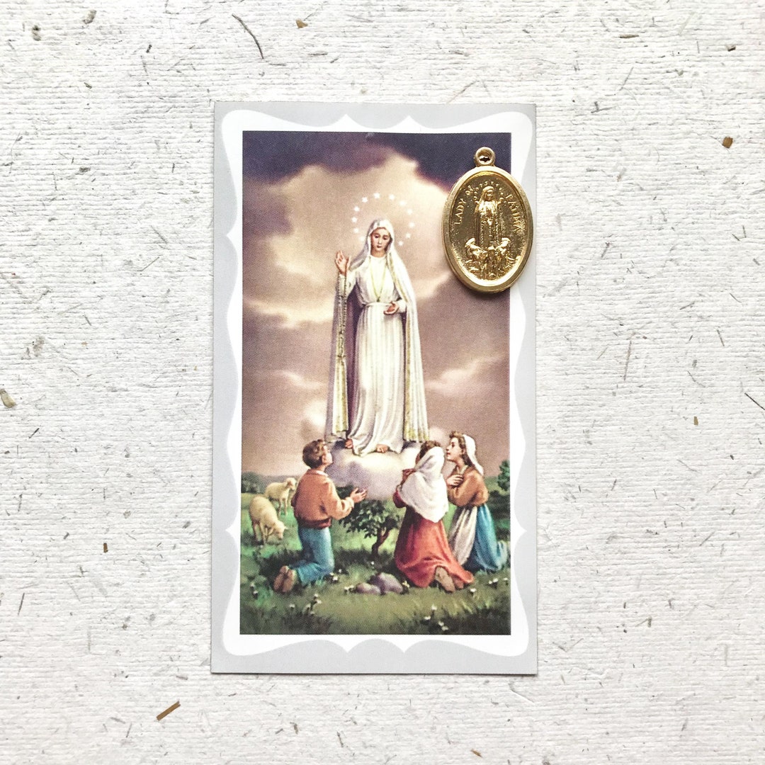Our Lady of Fatima Prayer Card With Medal / Religious Gift / Holy ...