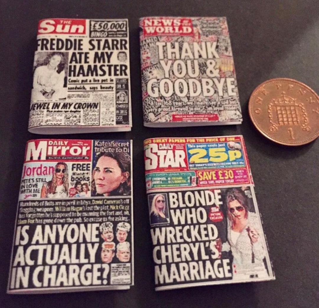 Miniature British Tabloid Newspapers - the Sun, the Mirror Etc X 4. 1: ...