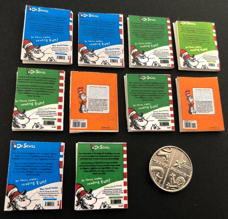 Miniature Dr Seuss Books X 10. 1:12 for Dolls House. Cat in the Hat ...