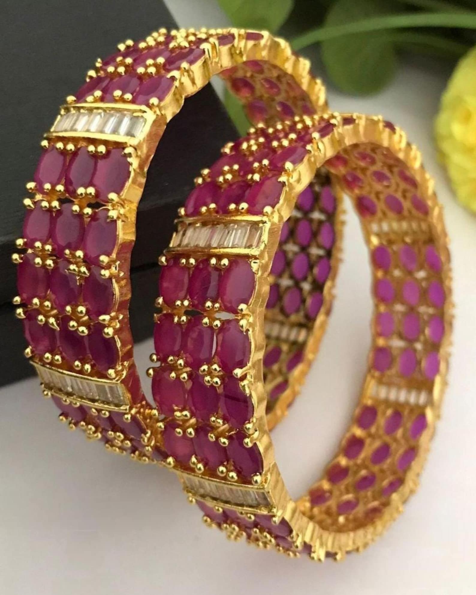 Royal Ruby Elegance Bangles – Indian Jewelry, Bridal Bangles - Etsy