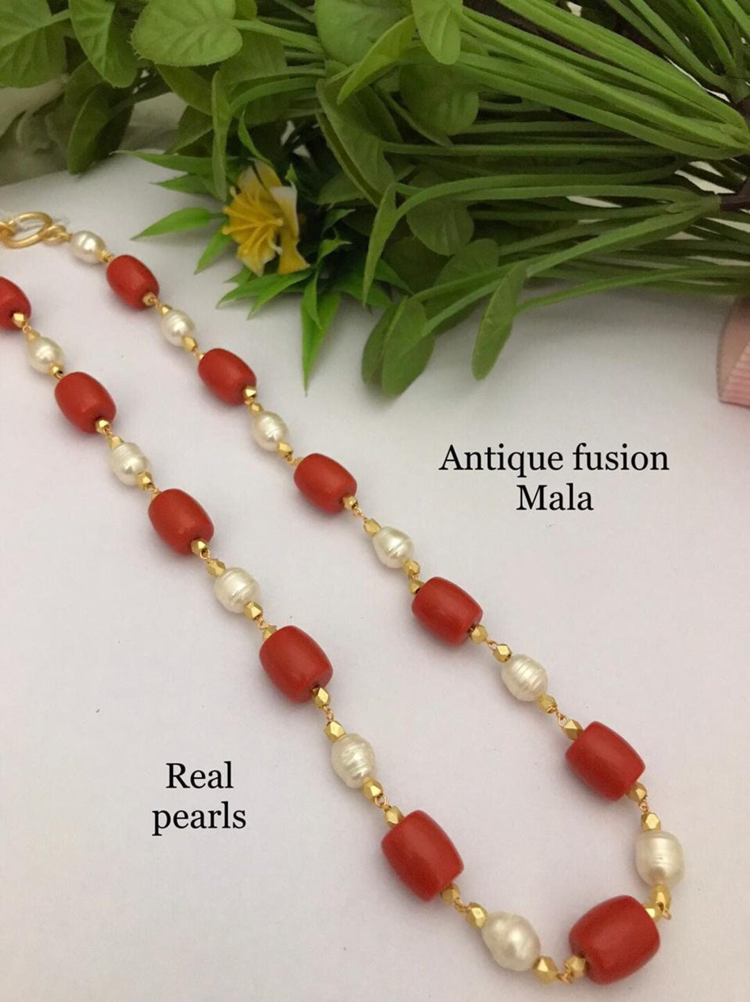 Coral Pearl Necklace, Antique Mala, Jaipuri Mala Set, Mala Set ...