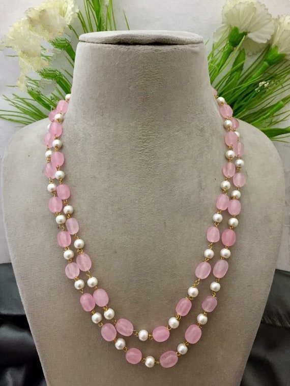 Pink Necklace Antique Mala Jaipuri Mala Mala Set | Etsy