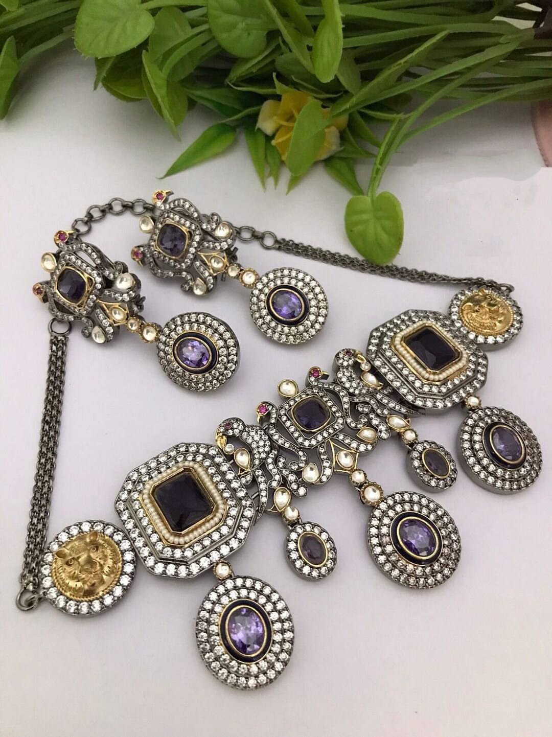 Amethyst Kundan Choker Necklace Indian Jewelry statement Jewelry ...