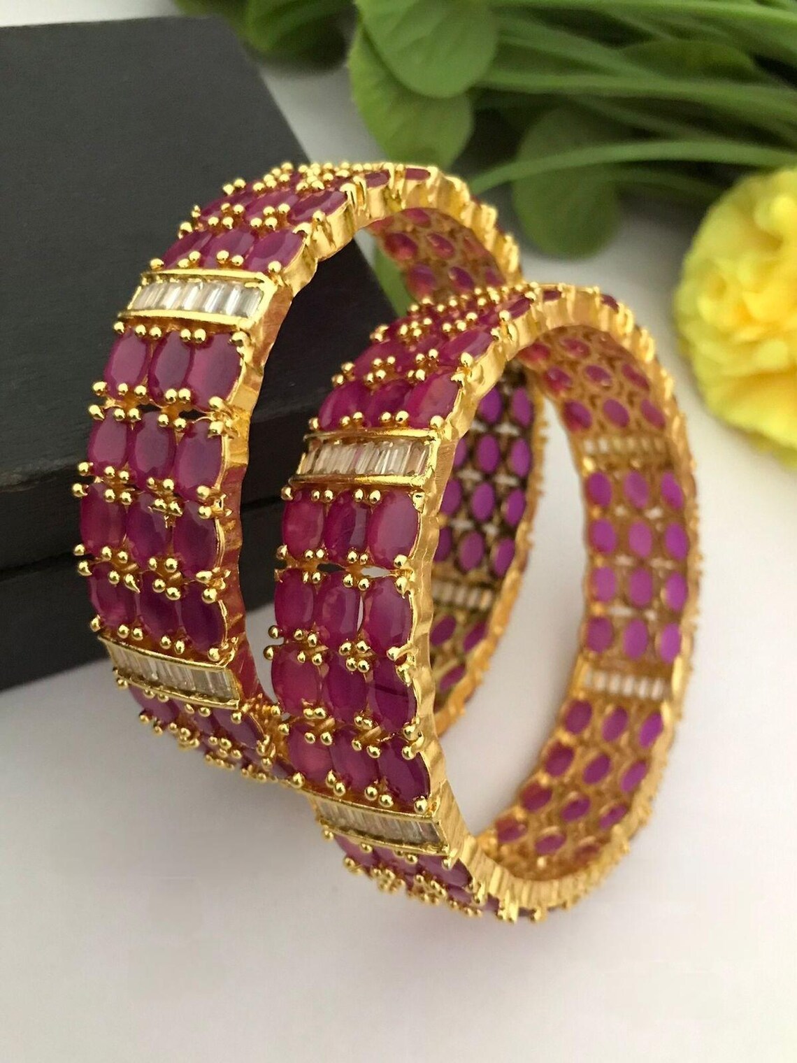Royal Ruby Elegance Bangles – Indian Jewelry, Bridal Bangles - Etsy