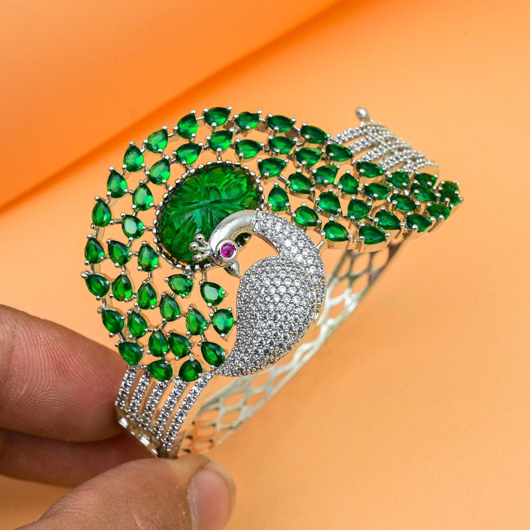 CZ Stone Peacock Bracelet: Indian Jaipuri Bangle - Etsy UK