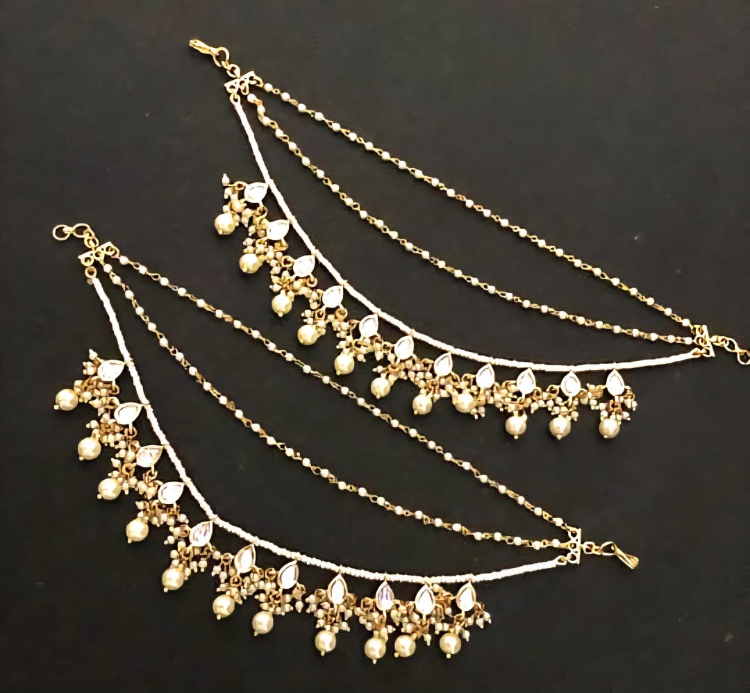 Maatal, Maatil | Ear Chain | Kundan Jewelry| Traditional Jewelry ...