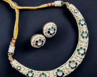 Sabyasachi Inspired Fine Quality Gold Plated Traditional Meenakari Kundan Jadau Polki Hasli ...