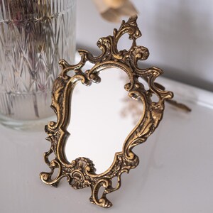 Vintage Mirror With Bronze Frame. Table Mirror Made of Metal. Art ...