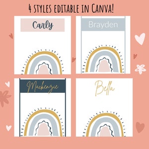 Editable Pastel Boho Rainbow Nursery Art, Boho Wall Decor, Rainbow Wall ...