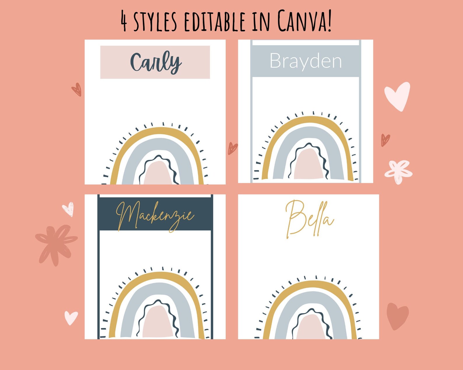 Editable Pastel Boho Rainbow Nursery Art, Boho Wall Decor, Rainbow Wall ...