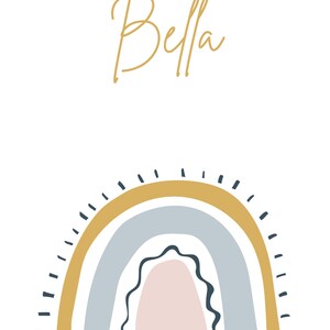 Editable Pastel Boho Rainbow Nursery Art, Boho Wall Decor, Rainbow Wall ...