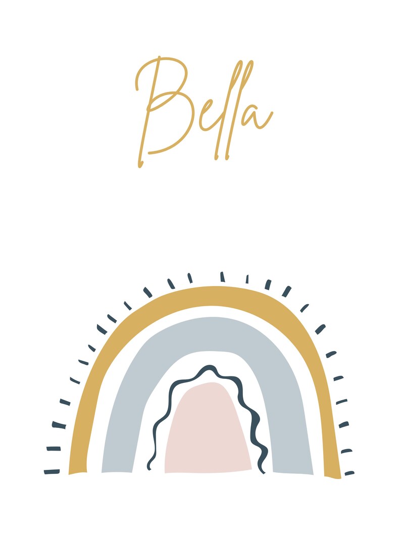 Editable Pastel Boho Rainbow Nursery Art, Boho Wall Decor, Rainbow Wall ...