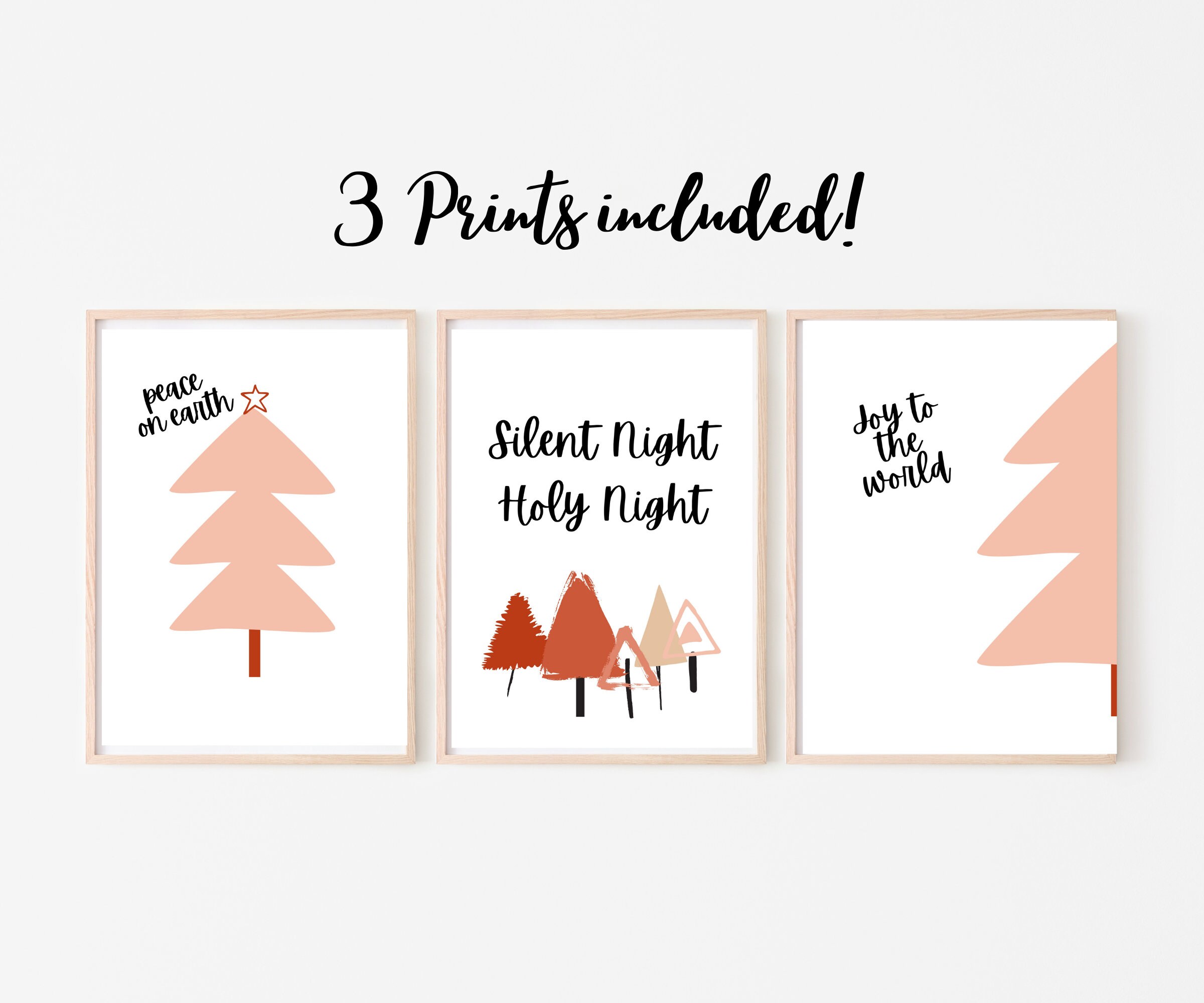 3 Boho Christmas Sign Set Peace on Earth Wall Art Christmas - Etsy