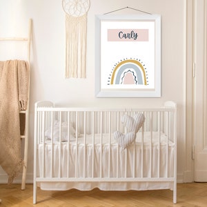 Editable Pastel Boho Rainbow Nursery Art, Boho Wall Decor, Rainbow Wall ...