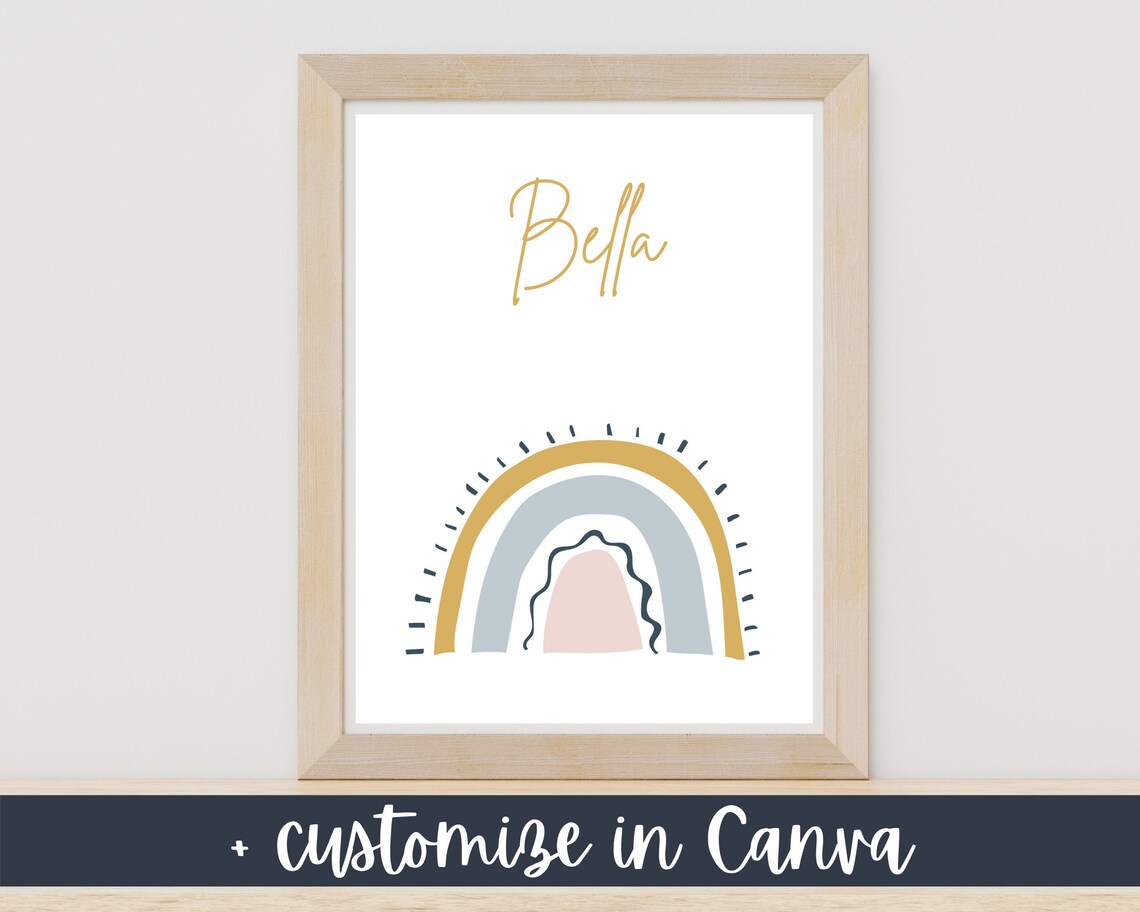 Editable Pastel Boho Rainbow Nursery Art, Boho Wall Decor, Rainbow Wall ...
