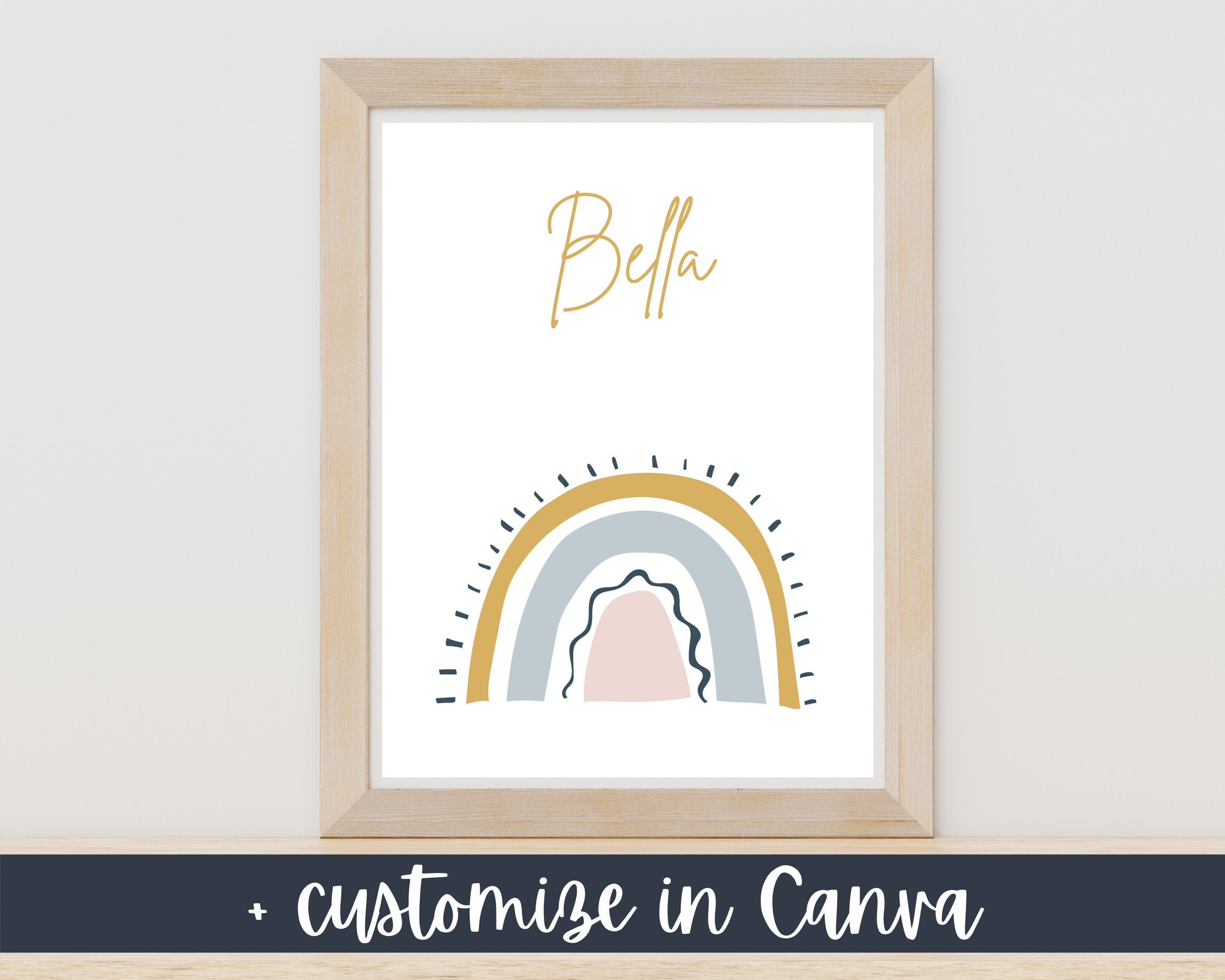 Editable Pastel Boho Rainbow Nursery Art, Boho Wall Decor, Rainbow Wall ...