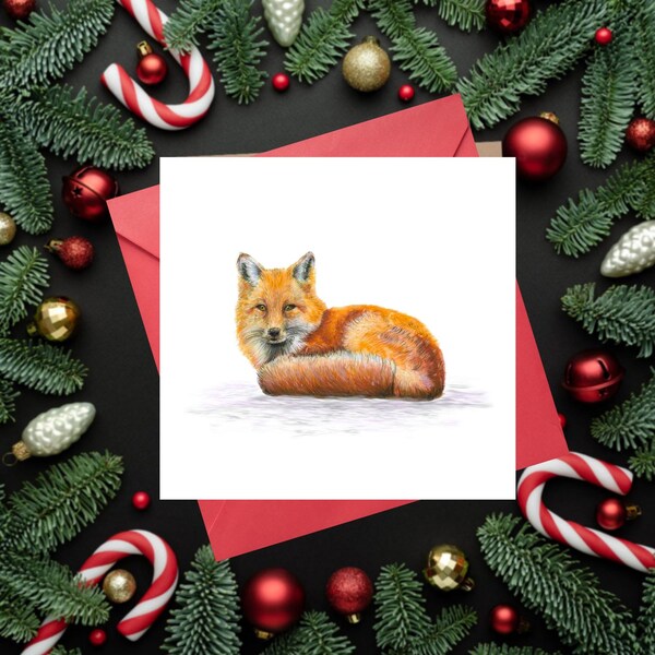 Red Fox Card - Etsy