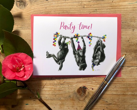 Happy Partying Chimps Party Invitation Party Time | Etsy