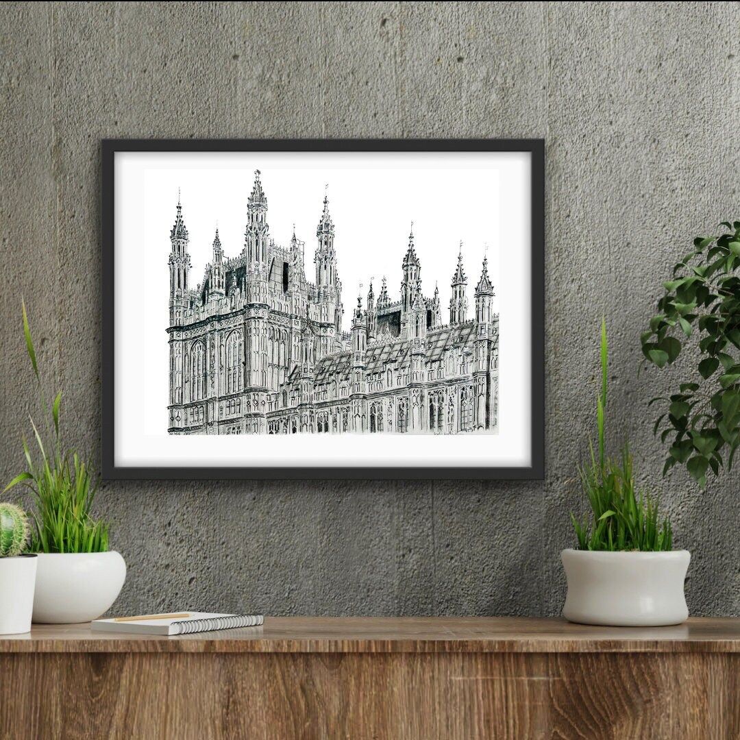 A Magnificent Art Print of the Houses of Parliament, Iconic London ...