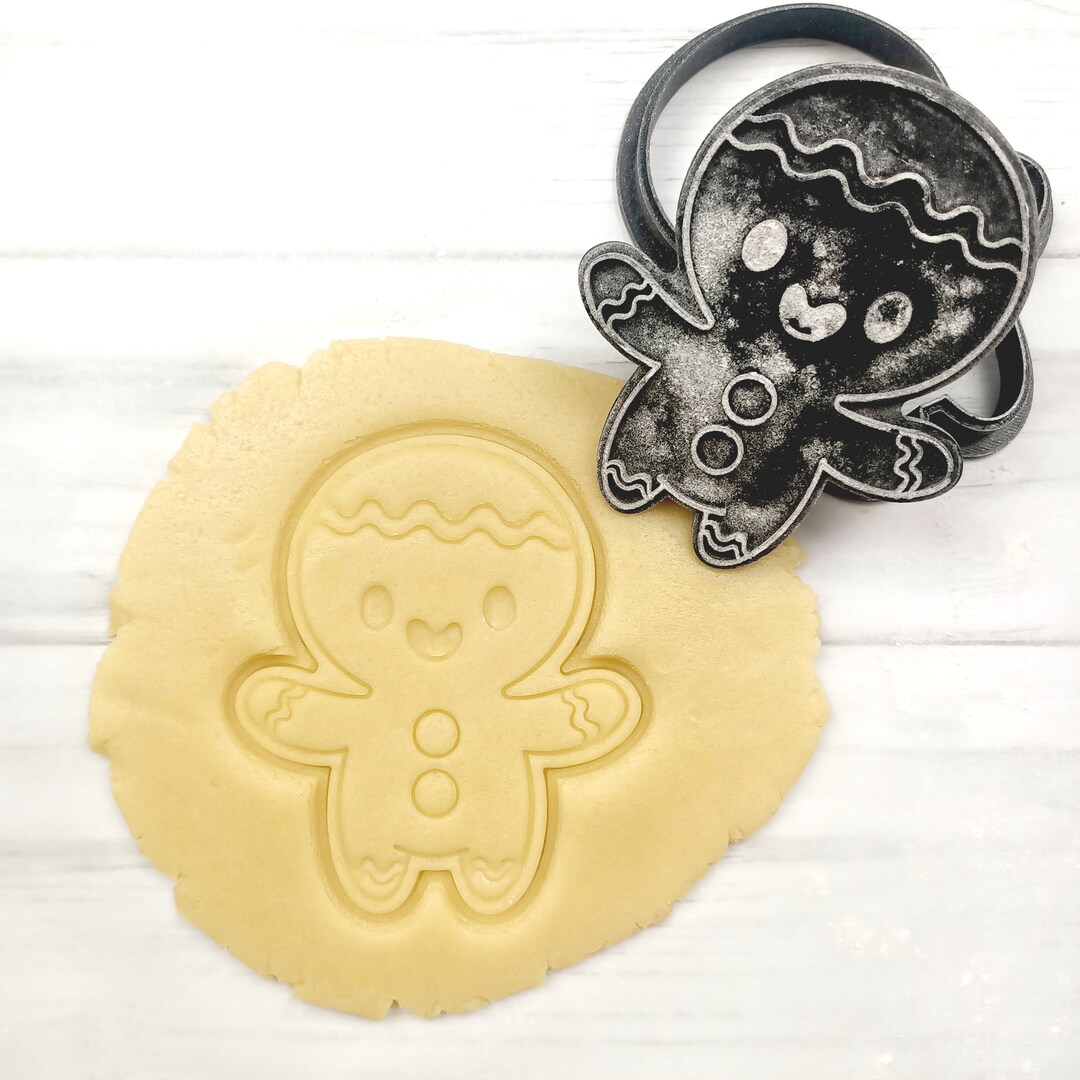Cookie Cutter + Embosser - Kawaii Cute Christmas Gingerbread Man ...