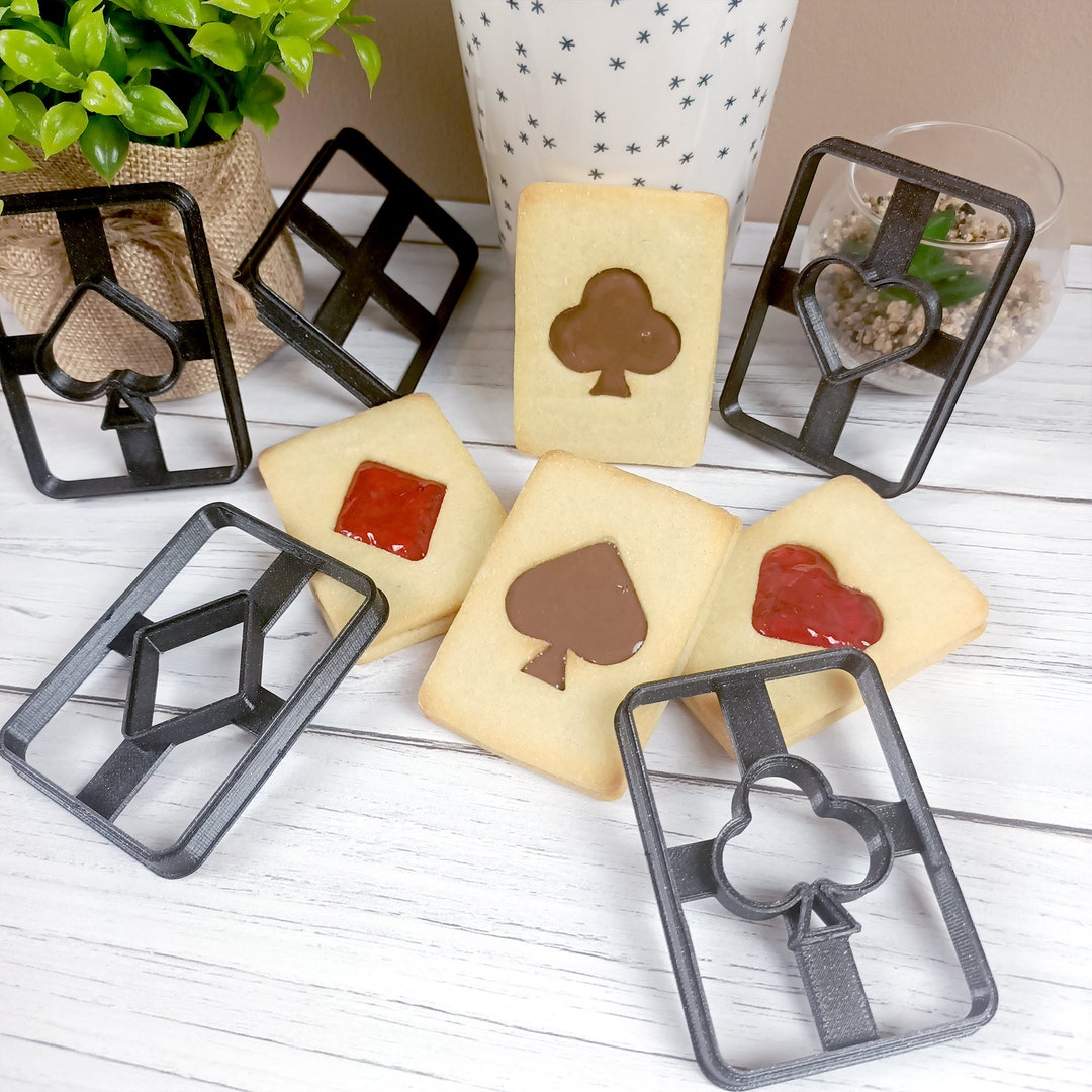 Set of 5 Cookie Clay Cutter - Playing Card - Poker - Spades, Clubs ...